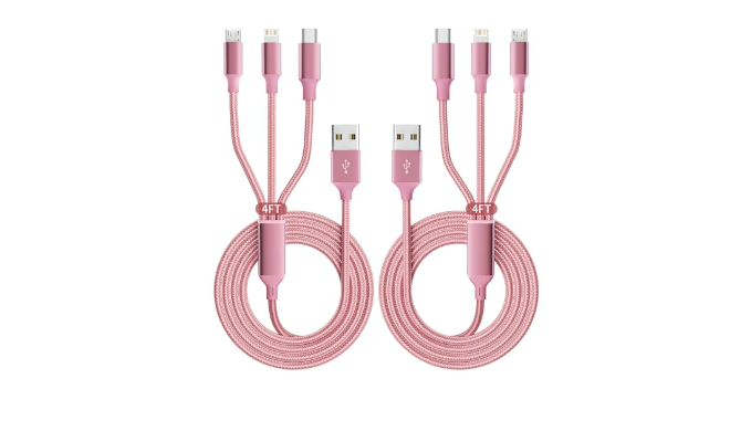 IDISON Multi Charging Cable(2Pack 4FT), 3 in 1 Charging Cable Nylon Braided USB Multi Charger ...