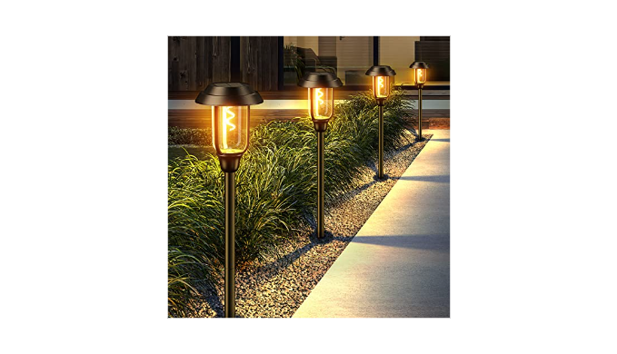 LETMY Solar Pathway Lights Outdoor, 8 Pack 2X Bigger Solar Lights ...
