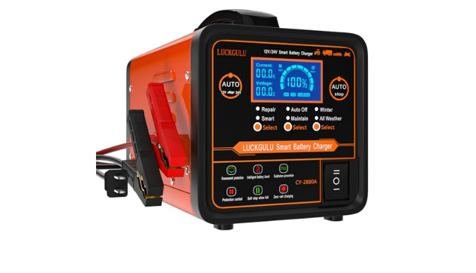 12V/24V Car Battery Charger Heavy Duty, 0-20A Automatic Battery ...