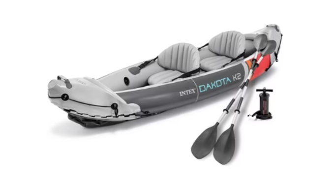 Intex Dakota K2 2 Person Inflatable Vinyl Kayak and Accessory Kit with ...