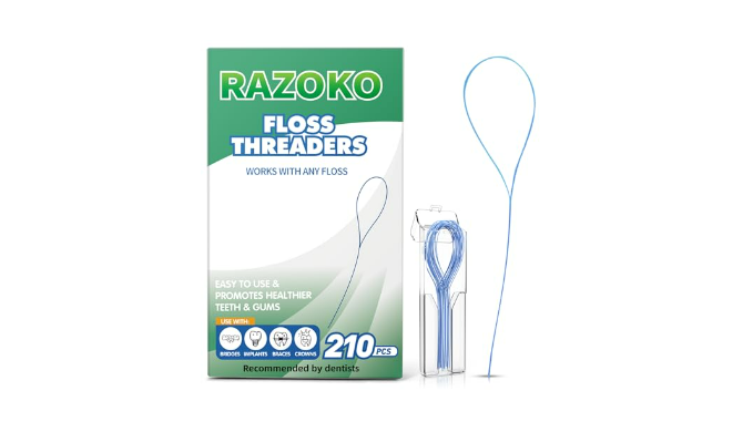RAZOKO Floss Threaders | Dental Floss Threaders for Braces, Bridges ...