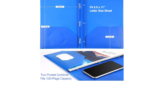 KTRIO Plastic Pocket Folders with Prongs, 5 Pack 2 Pocket Folders 3 ...