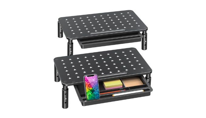 Zimilar 2 Pack Monitor Stand Riser with Drawer - 3 Height Adjustable ...