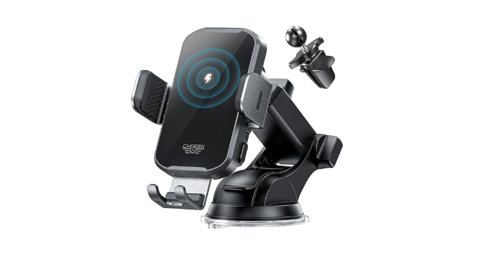 CHGeek Wireless Car Charger Phone Holder Mount, 15W Fast Charging Auto ...