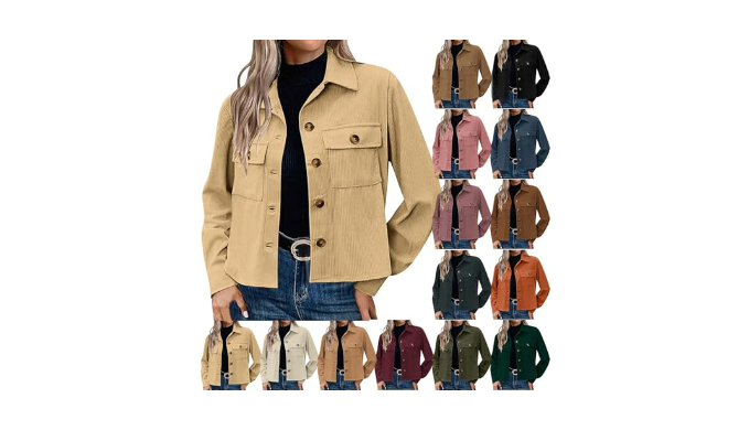 Jackets for Women Fall Casual Long Sleeve Button Lapel Neck Coats ...