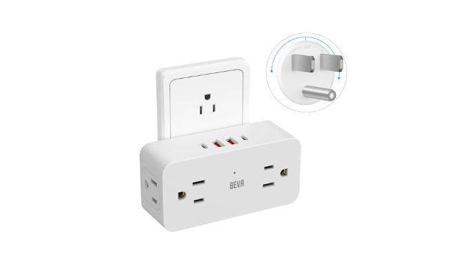 BEVA Multi Wall Outlet Extender - with Rotating Plug Adapter, Rotating ...