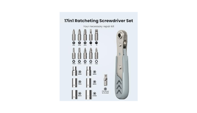 AXTH 17in1 Right Angle Ratcheting Screwdriver Set, [Bearing Steel] 36 ...