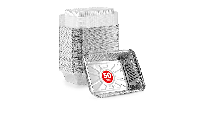 Stock Your Home 2 Lb Small Aluminum Pans with Lids (50 Pack) Foil Pans ...