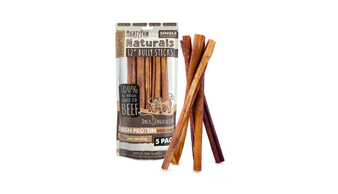 Mighty Paw Naturals 12″ Bully Sticks for Dogs - Grass Fed Beef Dog ...