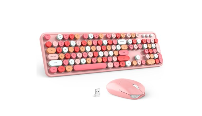 Wireless Keyboard and Mouse Combo - GEEZER Peach Pink Full-Sized ...