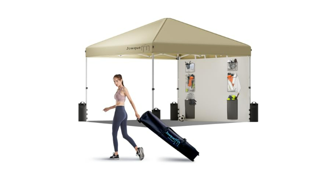 10×10 Pop Up Canopy Tent w/Side Wall, 6 Pockets, Easy Setup Instant ...