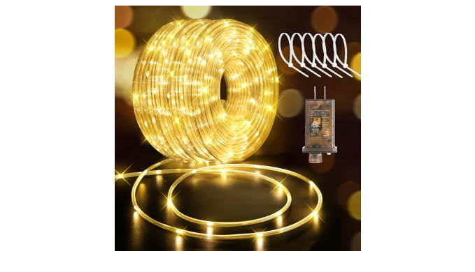 Hezbjiti LED Rope Lights 197FT Waterproof Rope Light 600 LED Flexible ...