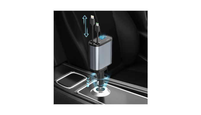 Retractable Car Charger, 4 in1 Fast Car Phone Charger 120W, 2.7Ft ...