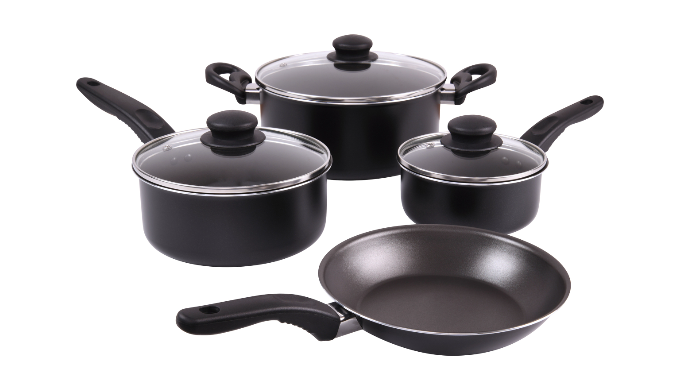 Mainstays 7 Piece Nonstick Dishwasher Safe Cookware Set, Black - Coupon ...