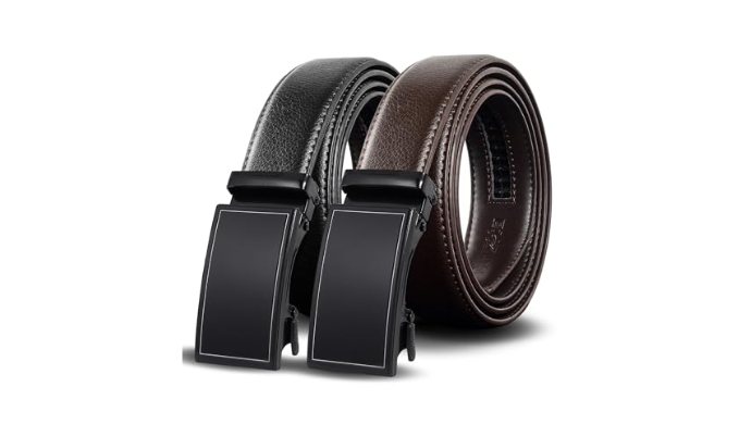 Truyis Leather Ratchet Belts for Men 2 Pack,1 3/8″ Slide Belt ...