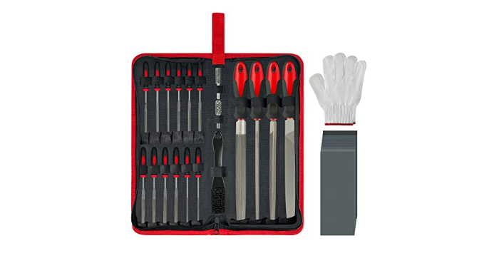 SETTECH 31PCS Metal File Set with Case,4PCS Carbon Steel Flat, Half ...