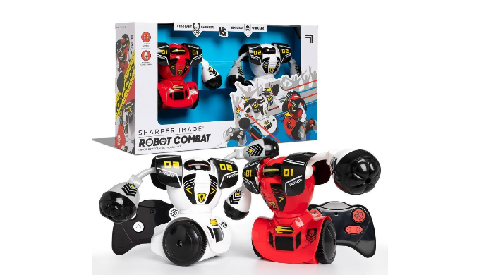 Sharper Image Robot Fighting Set Multiplayer Robots LED Eyes Infrared ...