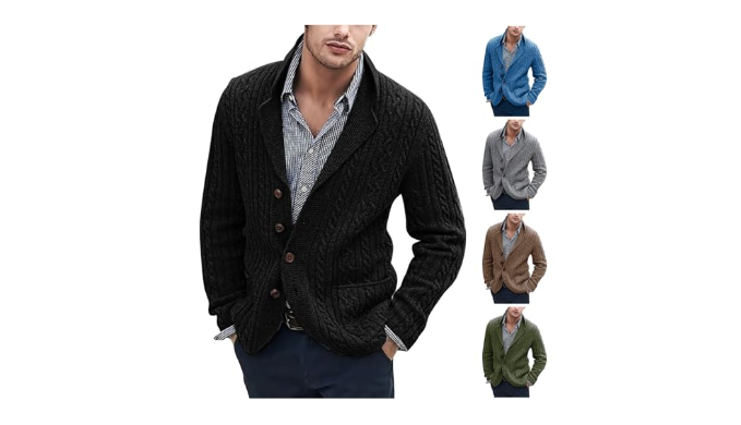 Black Deals Friday Deals 2024 Mens Sweater Cardigan Button Down Knit ...