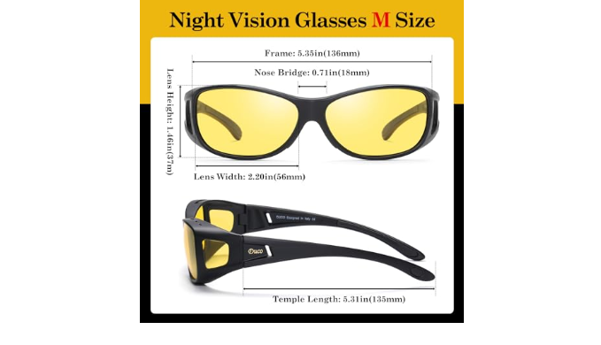DUCO Night Vision Driving Glasses Fit Over Glasses for Men and Women ...