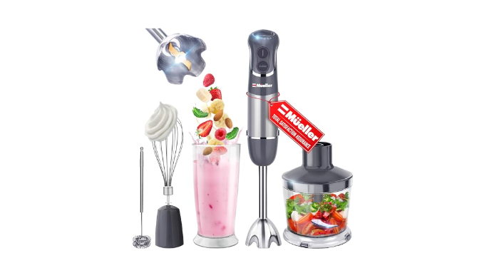 Mueller Multistick 800W 4-in-1 Immersion Blender Handheld, 12 Speed ...