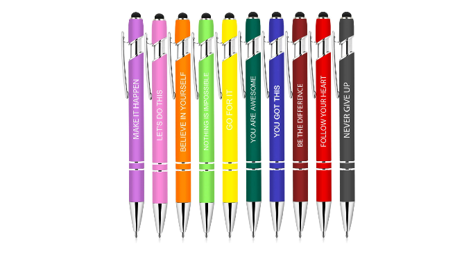 Greengines 10 Pcs Inspirational Pens Bulk, Motivational Ballpoint Pen ...