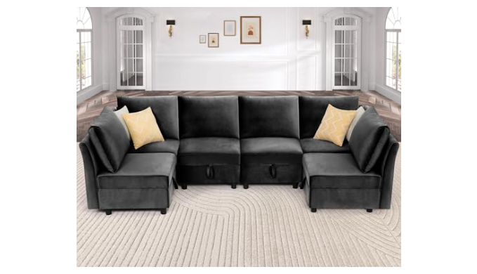 Modular Sectional Sofa Convertible U Shaped Sofa Couch Set with Storage ...