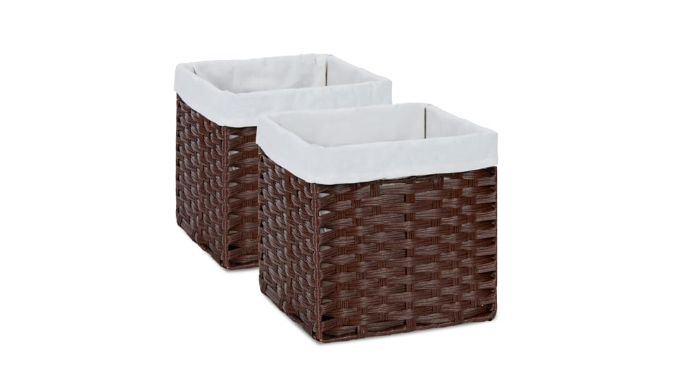 Bidtakay Wicker Storage Baskets with Liners 11×11 Storage Cube Bins for ...