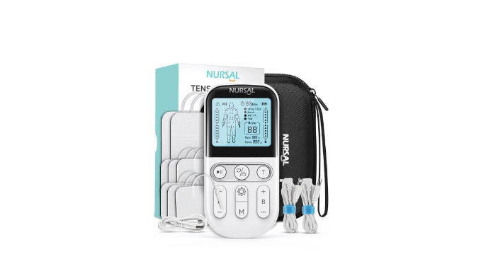 NURSAL Dual Channel 3-in-1 TENS Unit Muscle Stimulator, EVA Travel Case ...