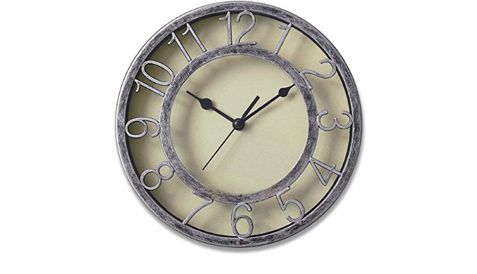 SAC SMARTEN ARTS 8″ Silent Quartz Wall Clock Non-Ticking Digital Silver ...