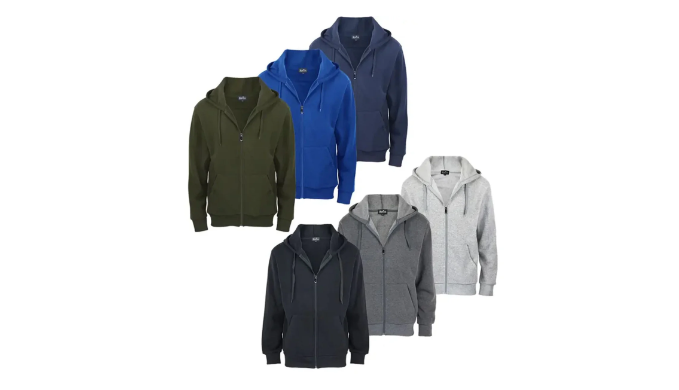 2-Pack: Men’s Solid Color Full-Zip Fleece Hoodie, Assorted - Coupon ...