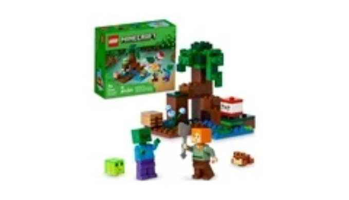 LEGO Minecraft The Swamp Adventure Set 21240, Creative Toy with ...