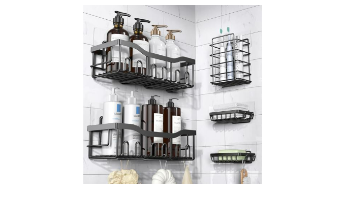 EUDELE Adhesive Shower Caddy, 5 Pack Rustproof Stainless Steel Bath ...