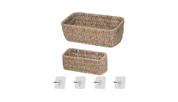 Ellinia Woven Hanging Wall Basket for Storage, Seagrass Woven Wall ...