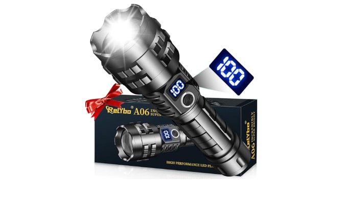 Relybo Rechargeable LED Flashlights High Lumens, 900,000 Lumens Tactical Flashlights, Super ...