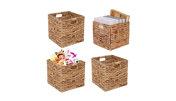 JGJCYO9 Storage Baskets Wicker Cube Baskets Foldable Handwoven Water ...
