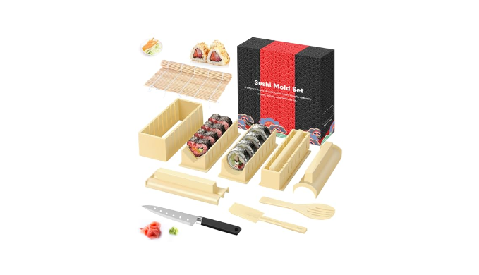 HI NINGER Sushi Making Kit- All In One Sushi Set 10 Piece Plastic Sushi ...