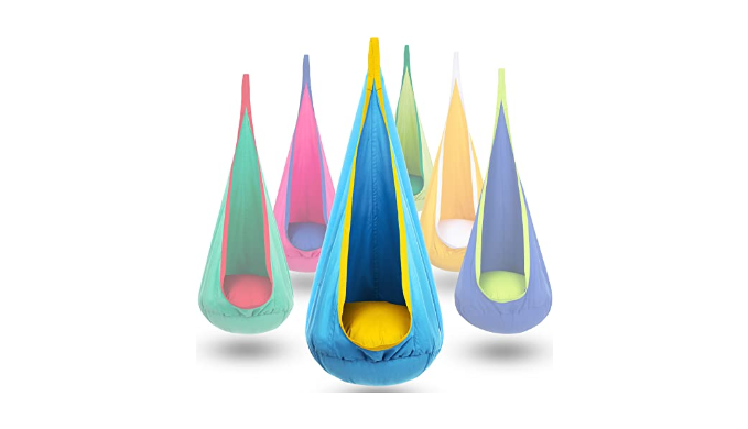 Y- STOP Kids Pod Swing Chair, Hanging Hammock Chair with Inflatable ...