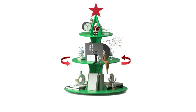 Christmas Tree Bookshelf, 3-Tier Rotating Corner Bookshelf for Kids,360 ...