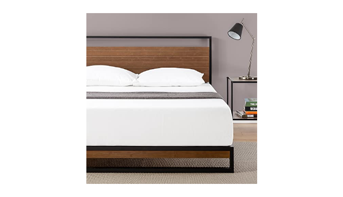 ZINUS Suzanne 37 Inch Bamboo and Metal Platform Bed Frame, Solid Steel ...