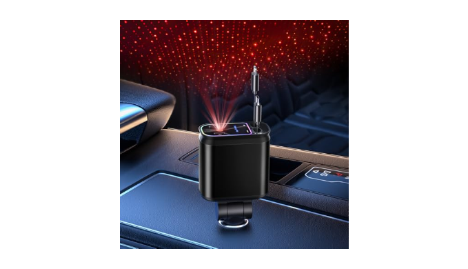 Starlight Retractable Car Charger with Retractable Cables, Starlight in ...
