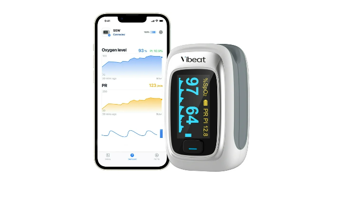 Vibeat Pulse Oximeter Fingertip,Bluetooth Finger Oxygen Monitor for ...