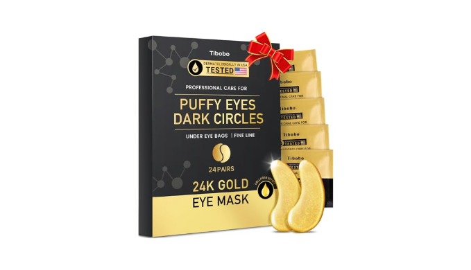 Tibobo Under Eye Patches (24 Pairs) - 24K Gold Eye Masks Enriched with ...