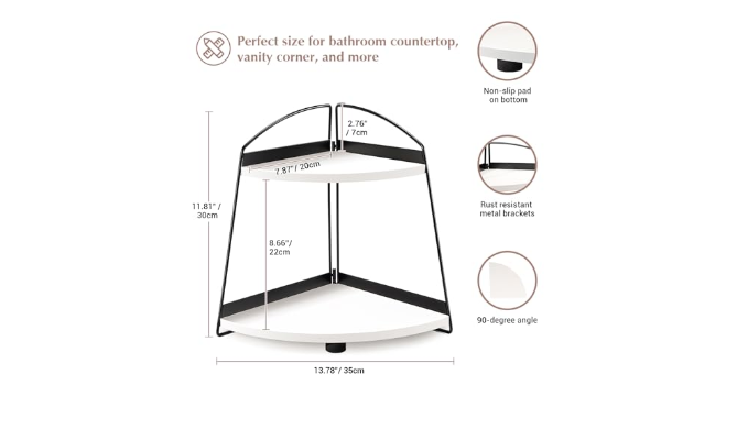 Puricon Corner Bathroom Counter Organizer, 2-Tier Wood Countertop ...