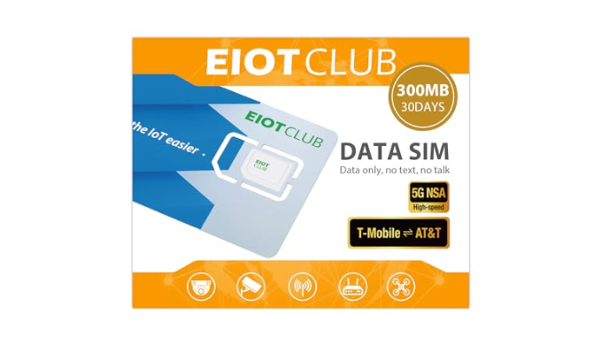 EIOTCLUB Prepaid SIM Card, 5G/4G LTE SIM Support for AT&T and T-Mobile ...