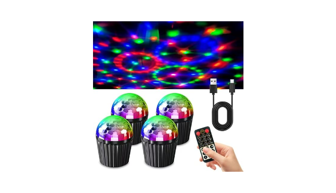 4-Pack Disco Ball Lights，Sound Activated Party Lights with Remote ...