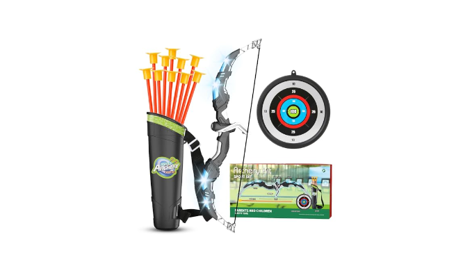 YANLLY Kids Bow and Arrow Set, LED Light Up Archery Toys Set for Kids ...