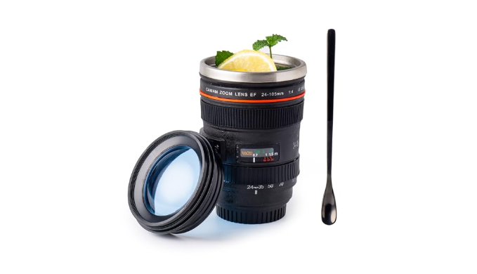 Camera Lens Coffee Mug,Travel Coffee Cup,Stainless Steel Lens Mug ...