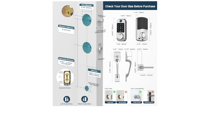 Keyless Entry Door Lock Deadbolt with Handle Set - SMONET Fingerprint ...
