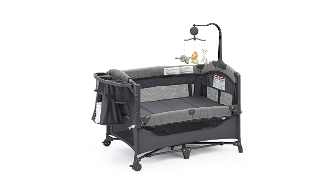 QUTANIX Baby Bassinet Bedside Bassinet Sleeper, 5-in-1 Pack and Play ...