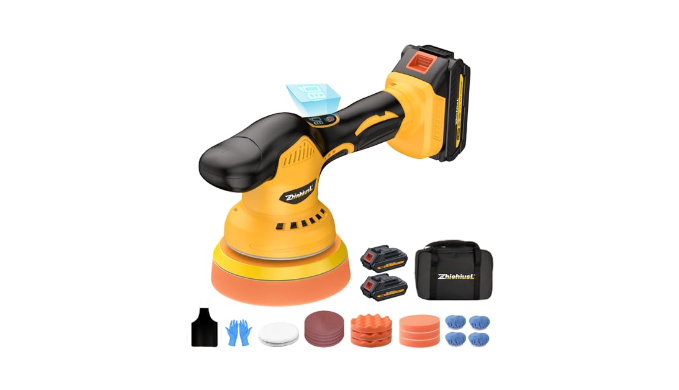 Cordless Car Buffer Polisher, 6 IN Random Orbital Polisher Buffer w/ 2 ...